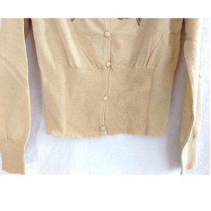 Ryu | Sweaters | Ryu Cardigan Sweater Beige Burgundy Satin Floral ...